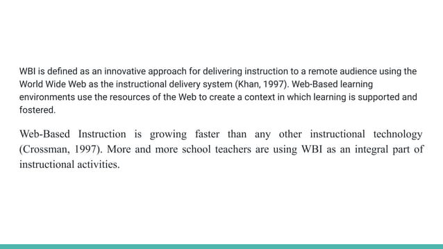 Impact of web based instruction (wbi) | PPT