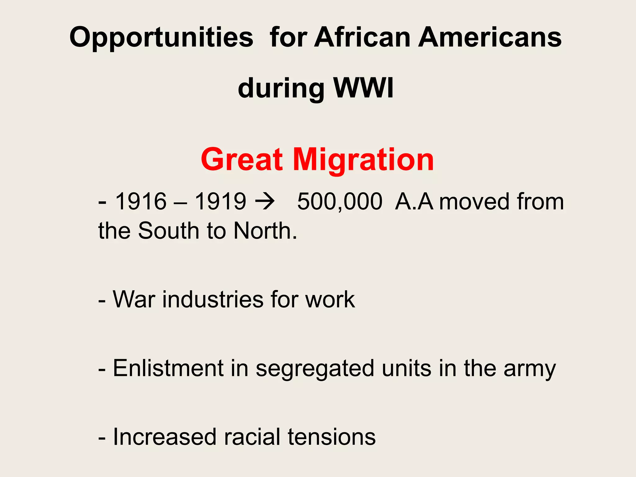 Impact of WWI on African Americans & Women | PPTX