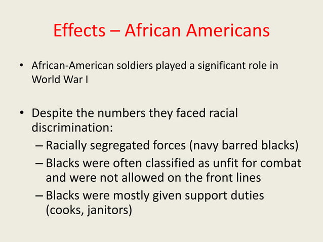 Impact of WWI on African Americans & Women | PPTX | War and Conflicts
