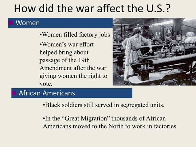 Impact of WWI on African Americans & Women | PPTX | War and Conflicts