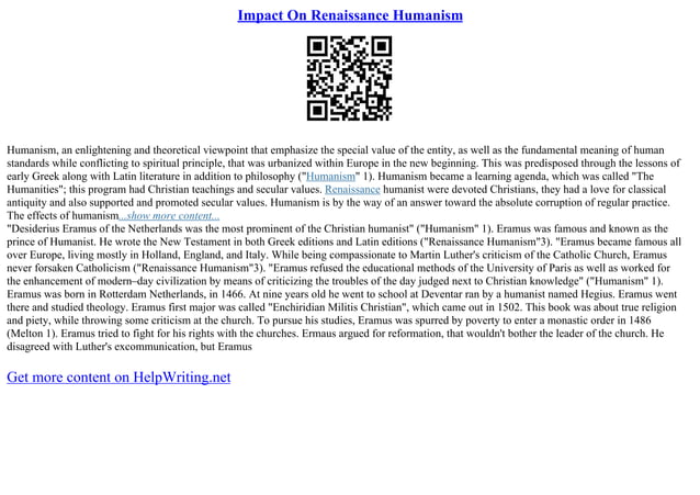 Impact On Renaissance Humanism | PPT