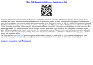 Impact On Renaissance Humanism | PPT