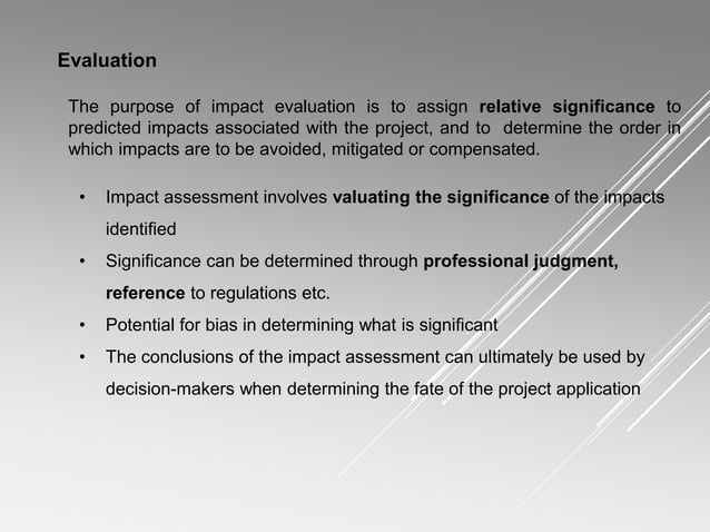 Impact prediction, evaluation and mitigation in eia | PPTX