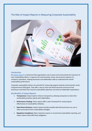 The Role of Impact Reports in Measuring Corporate Sustainability | PDF