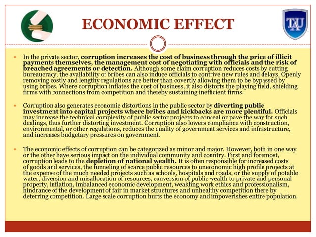 Impacts of corruption n definition | PPT