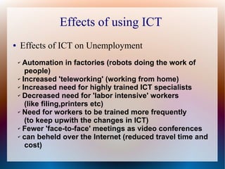 Impacts of ICT on social effects | PPT