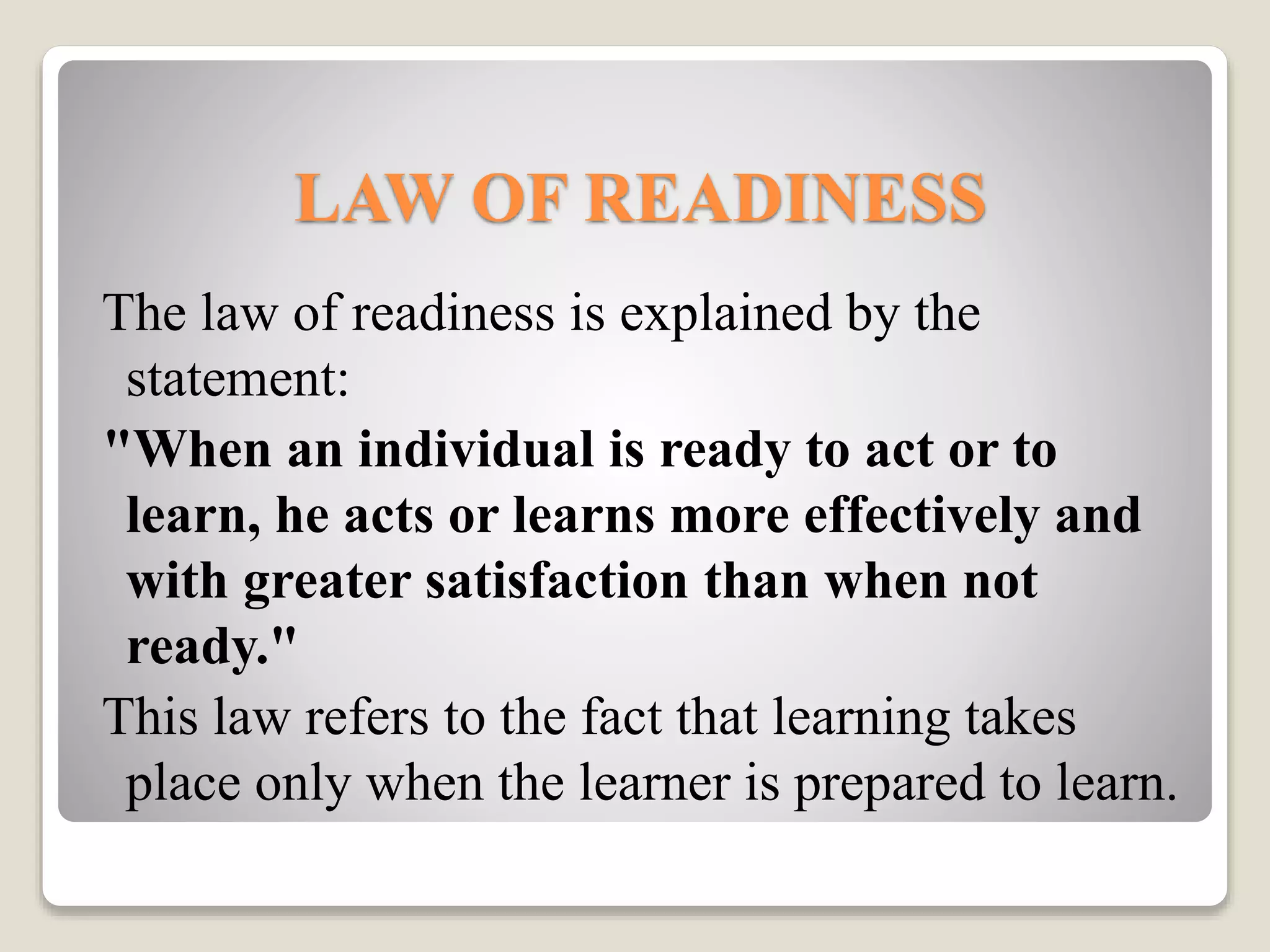 Impacts of laws of learning on classroom instruction | PPTX