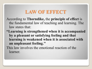 Impacts of laws of learning on classroom instruction | PPTX