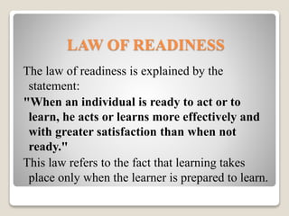 Impacts of laws of learning on classroom instruction | PPTX