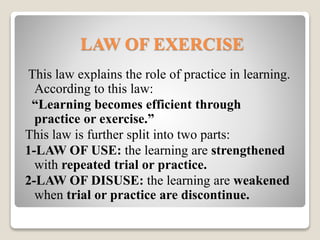 Impacts of laws of learning on classroom instruction | PPTX