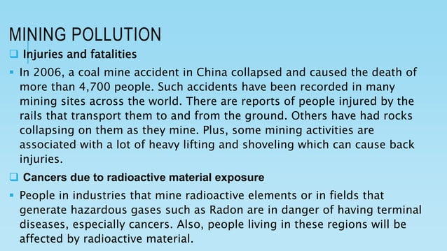 Impacts of mining on environment | PPTX | Lung and Respiratory Health ...