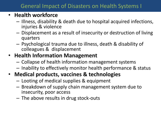 Impacts of natural disaster globally public health | PPTX | Infectious ...