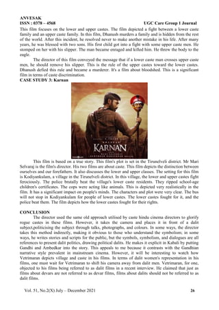 Impact study on portrayal of Dalit caste in Tamil cinema a content ...