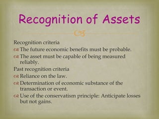 RECOGNITION AND MEASUREMENT OF ASSETS AND LIABILITIES | PPT