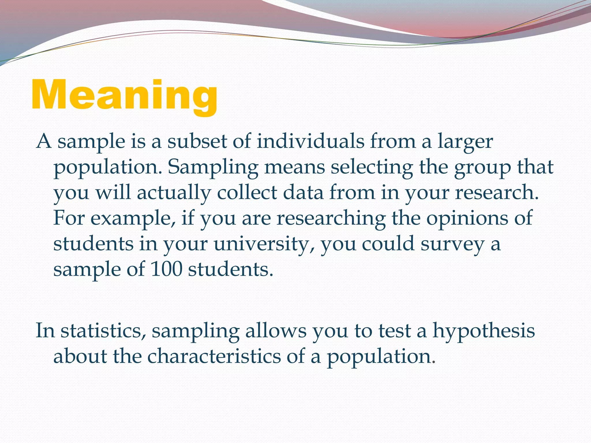 SAMPLING MEANING AND TYPES | PPT