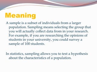 SAMPLING MEANING AND TYPES | PPT