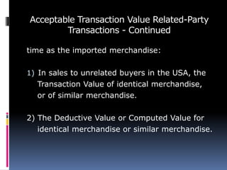 IMPORT COMPLIANCE - CUSTOMS VALUATION | PPTX