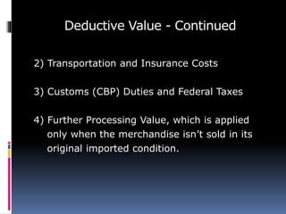 IMPORT COMPLIANCE - CUSTOMS VALUATION | PPTX