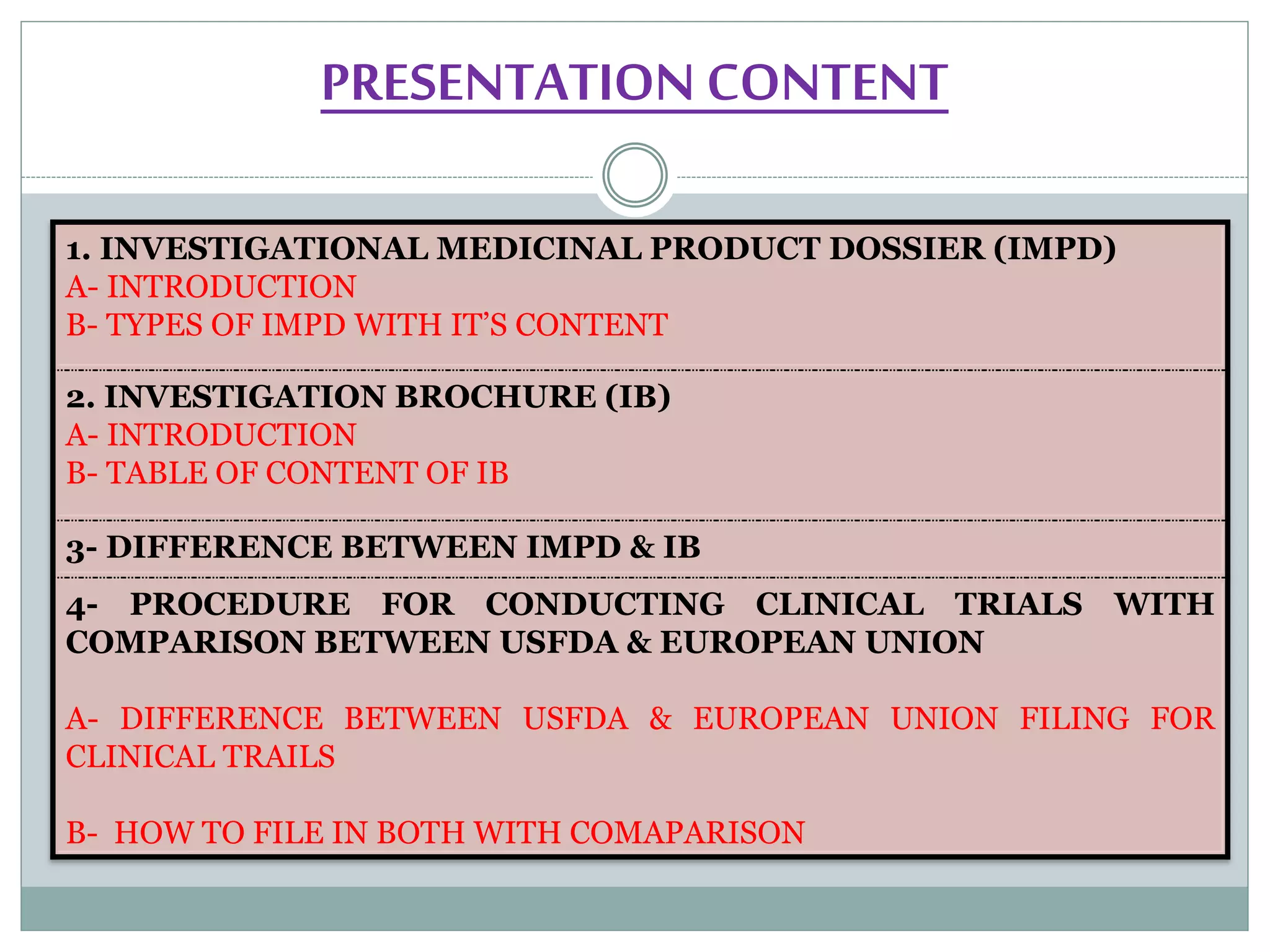 INVESTIGATIONAL MEDICINAL PRODUCT DOSSIER & INVESTIGATION BROCHURE | PDF