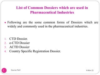 investigational medicinal product dossier and Dossier. | PPTX