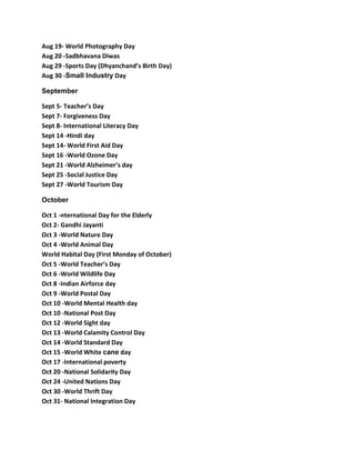 Imp dates | DOCX