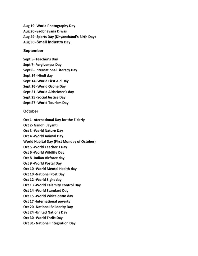 Imp dates | PDF