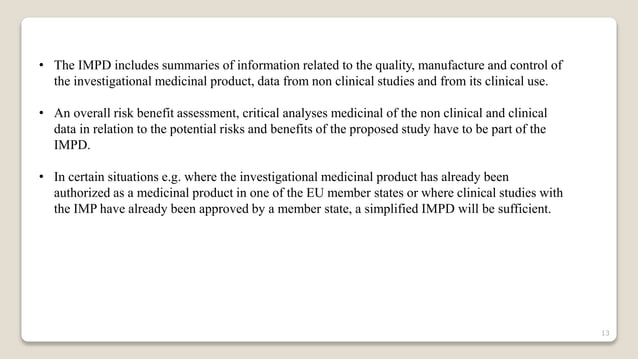 Investigation of Medicinal Product Dossier (IMPD) and Investigator Brochure (IB) | PPTX ...