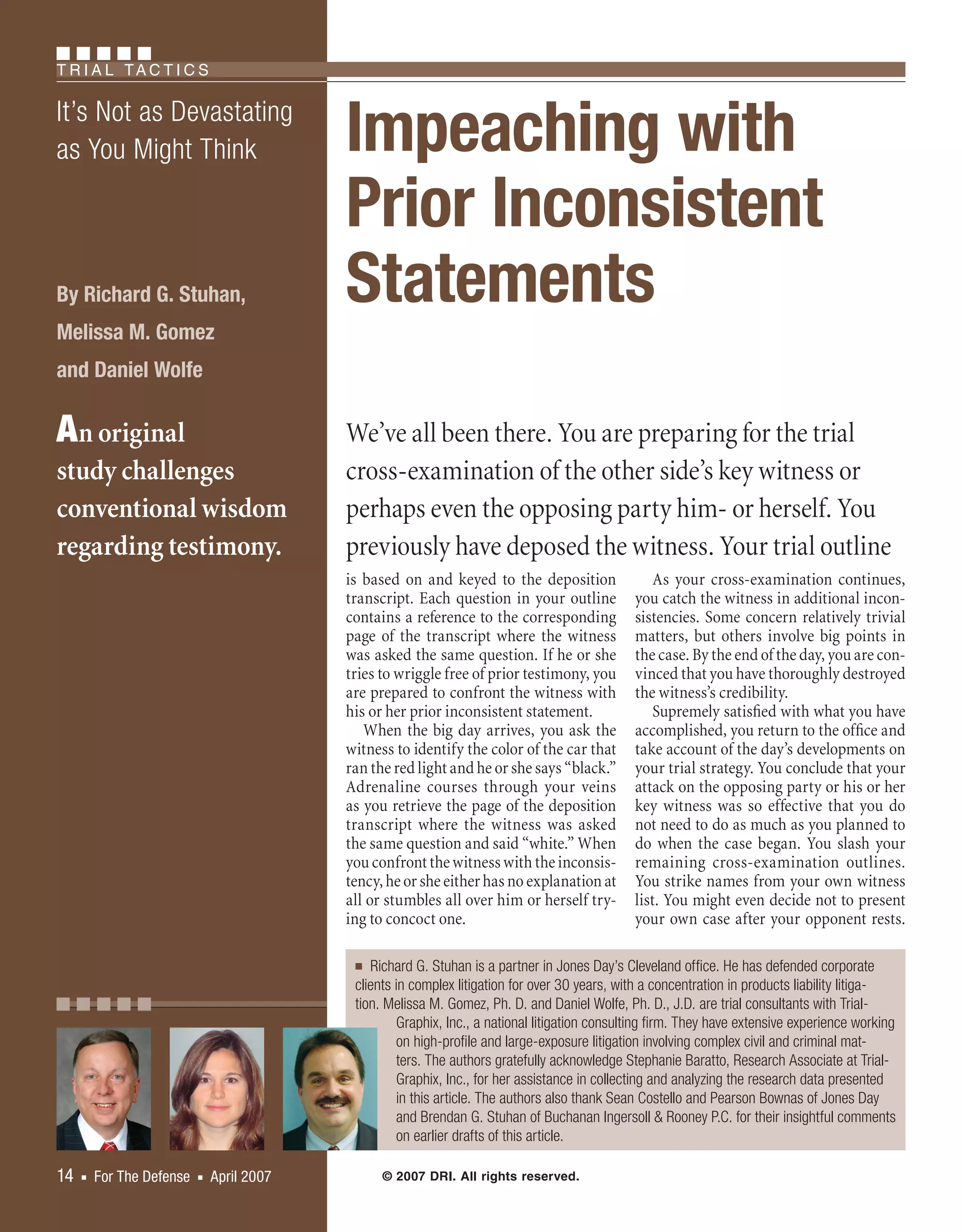 Impeaching With Prior Inconsistent Statements | PDF | Law