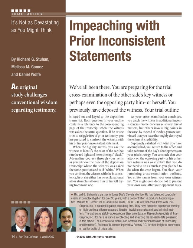Impeaching With Prior Inconsistent Statements | PDF