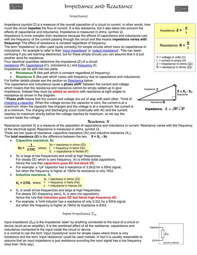 Impedance and reactance | PDF