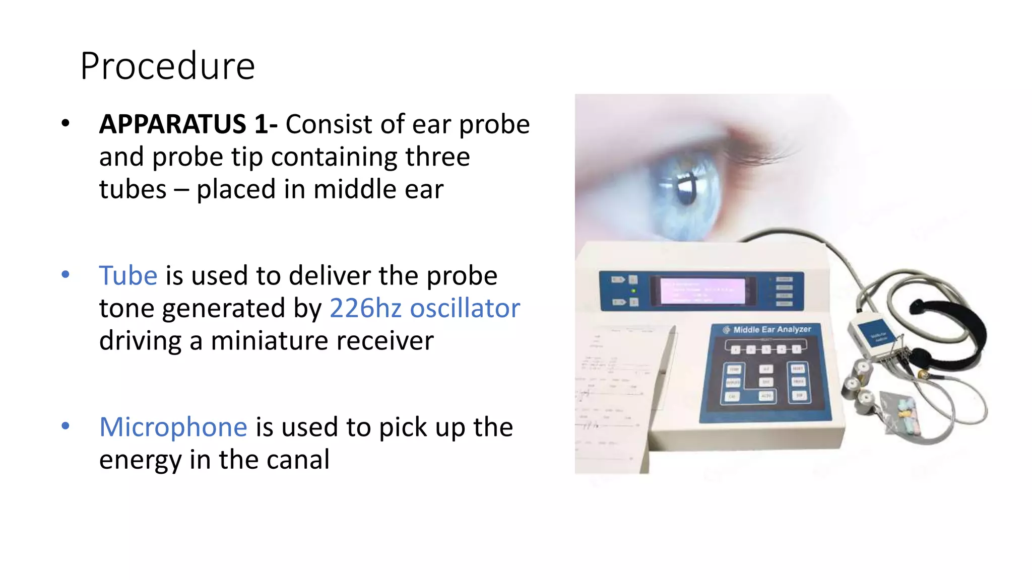 IMPEDANCE AUDIOGRAM or TYMPANOMETRY.pptx | Digital Audio | Computer ...