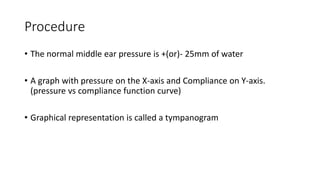 IMPEDANCE AUDIOGRAM or TYMPANOMETRY.pptx | Digital Audio | Computer ...