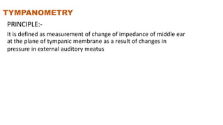 IMPEDANCE AUDIOMETRY.pptx | Ear, Nose and Throat Conditions | Diseases ...