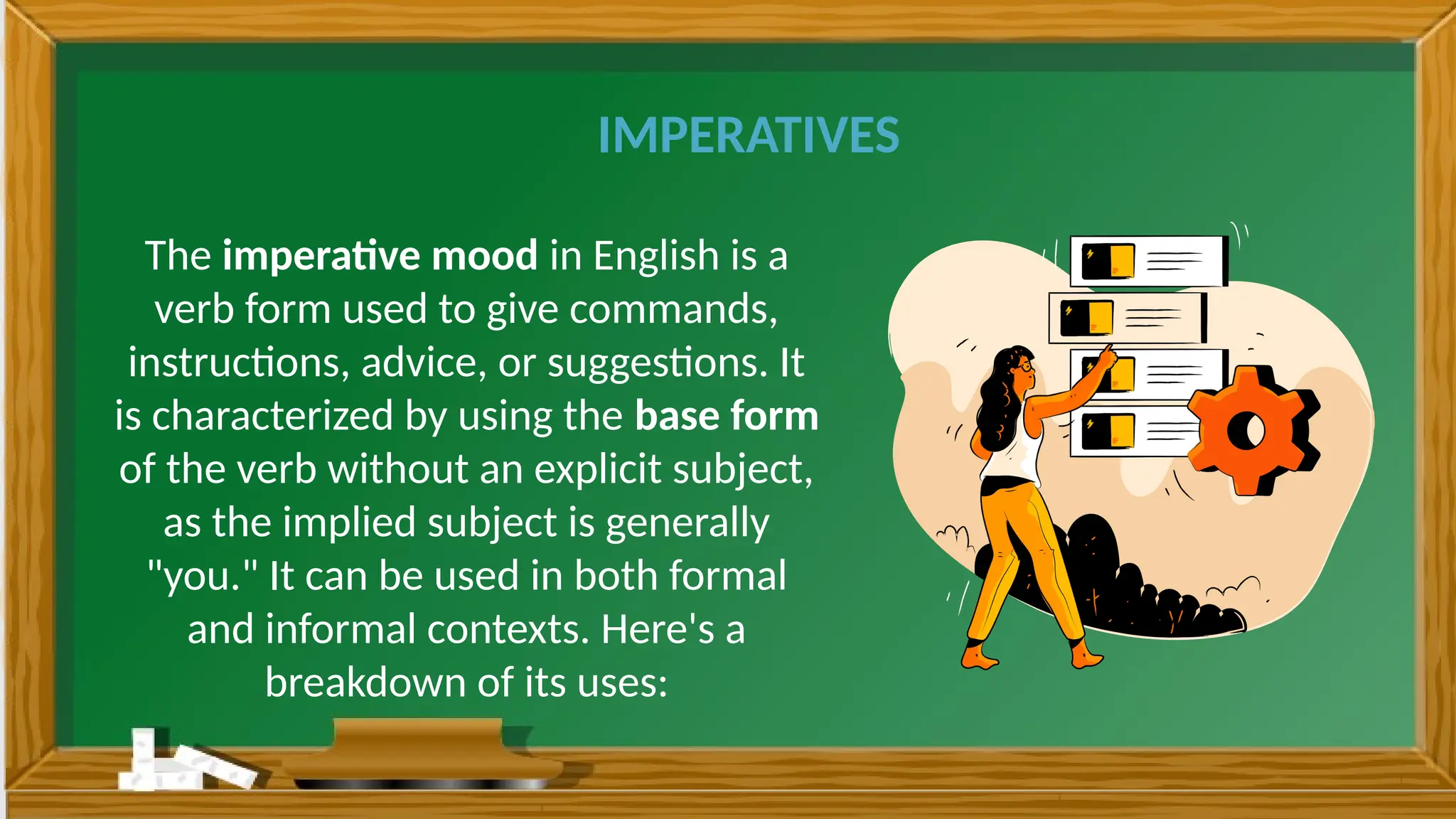 ENGLISH imperaives The imperative mood in English is a verb form used ...