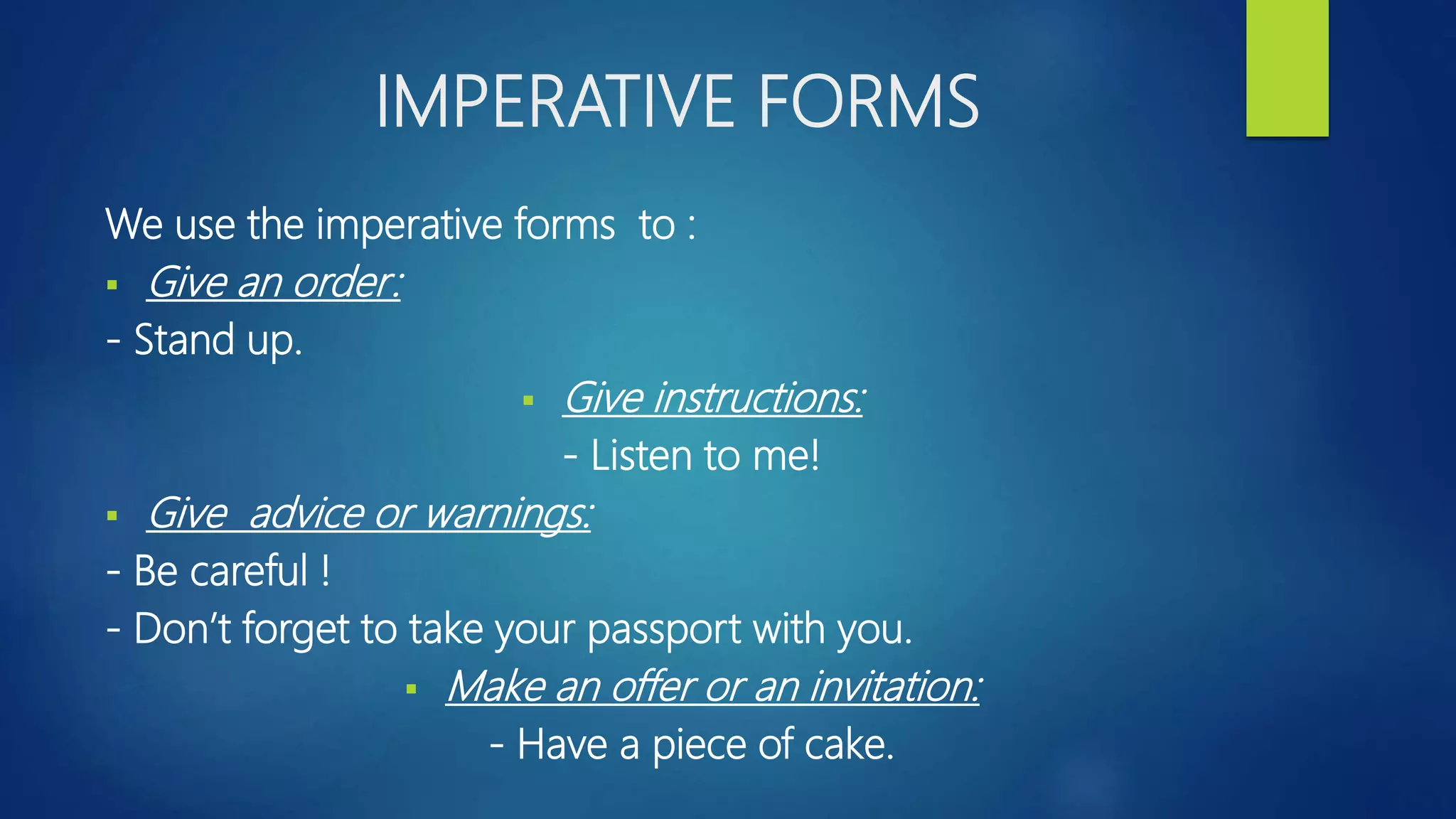 Imperative forms | PPTX