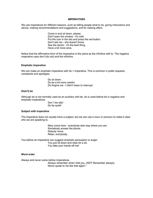 Imperatives | PDF