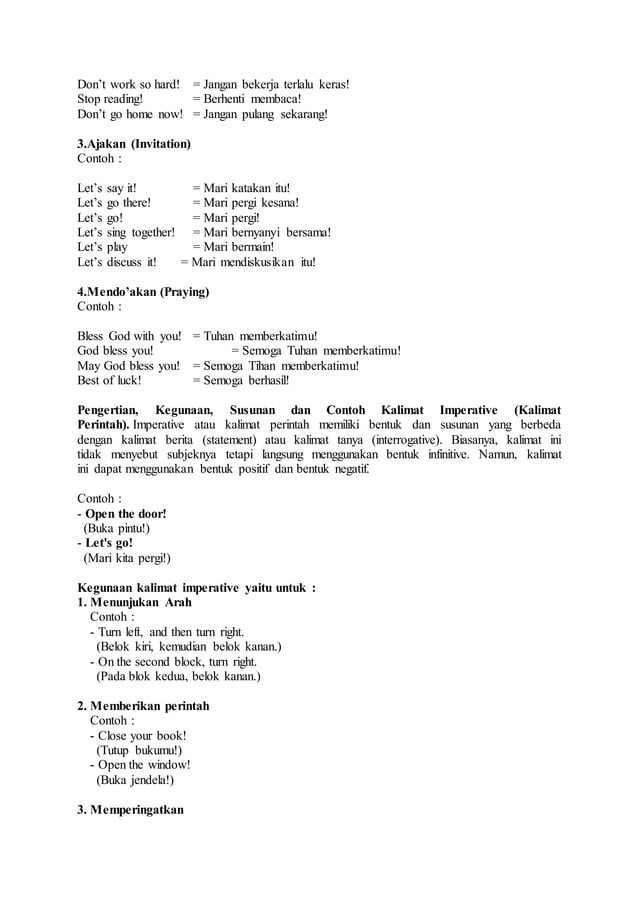 Imperative sentence | DOCX