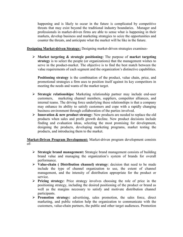 Imperatives for market driven strategy | DOC | Business Administration ...