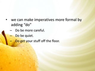 Imperatives in cooking instructions | PPTX