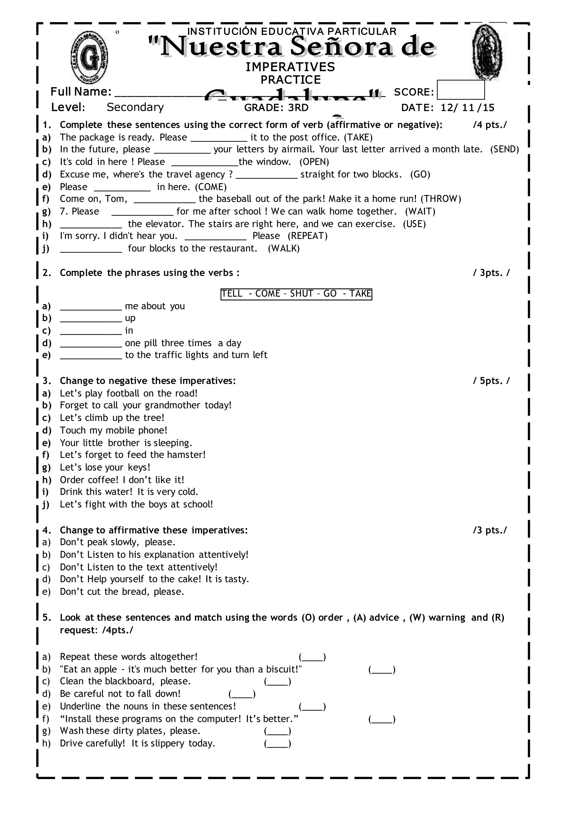 Imperatives practica | DOCX