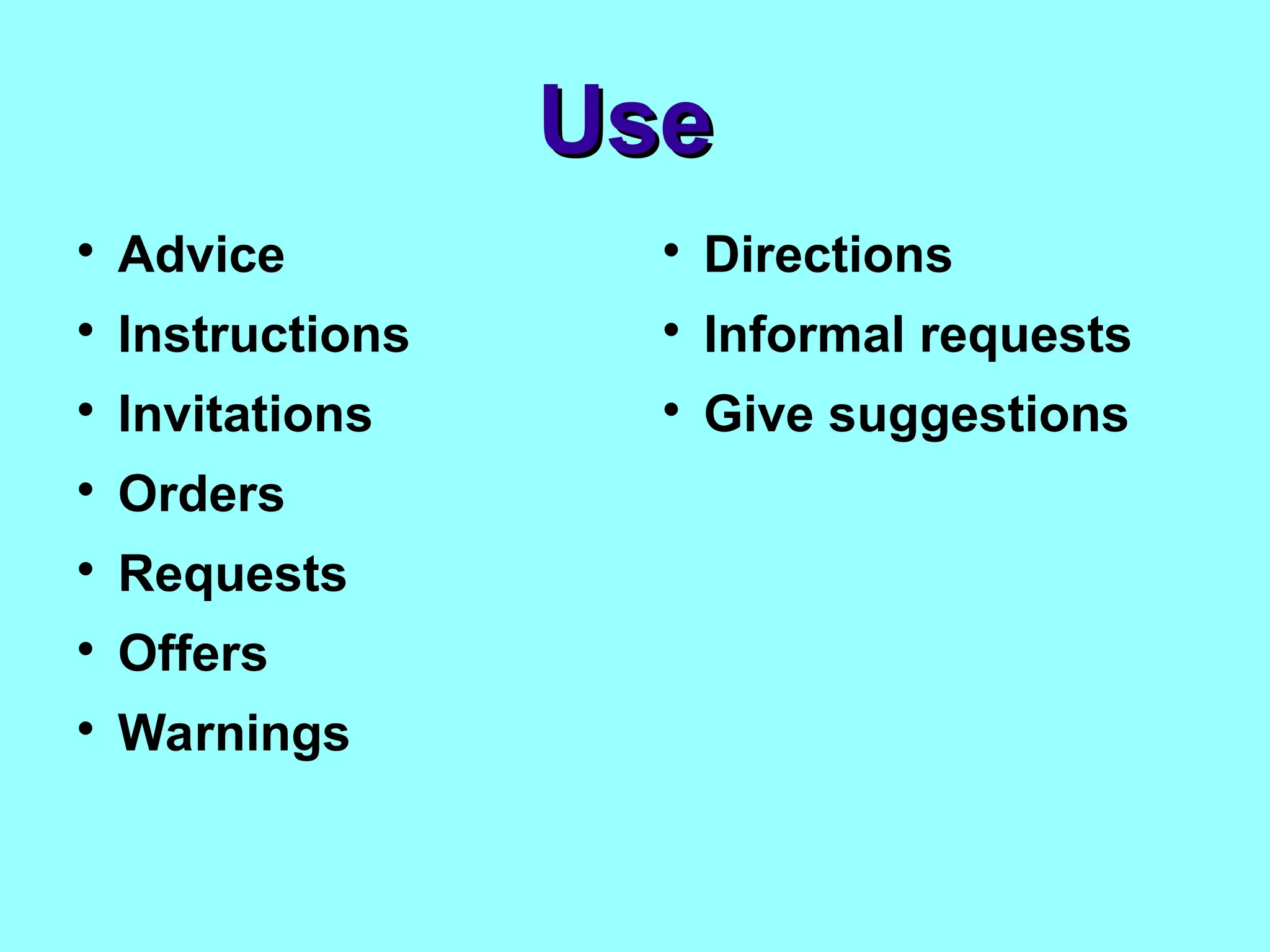 IMPERATIVES SLIDES USES, EXAMPLES AND EXERCISES | PPT
