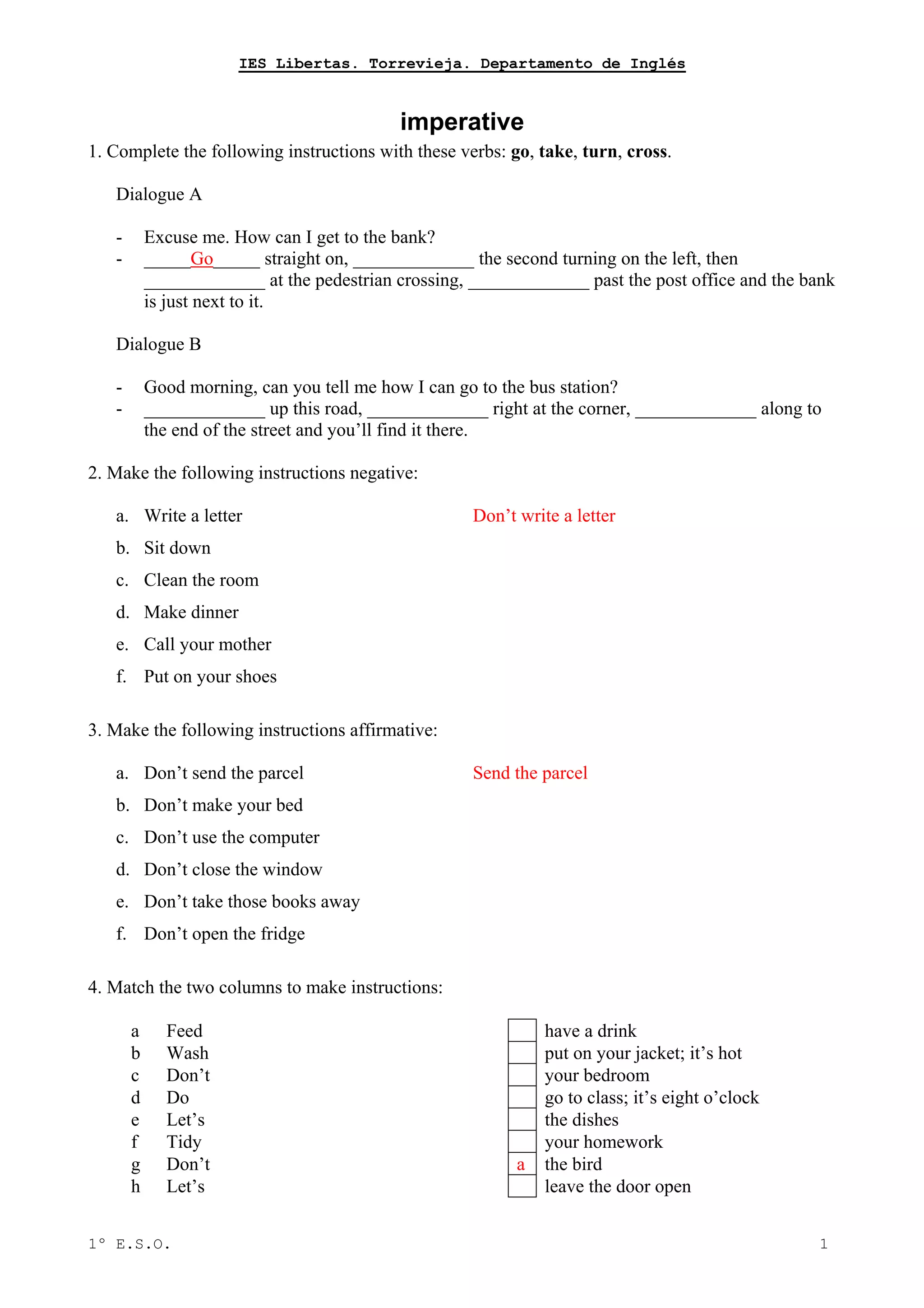 Imperatives unit 7 | PDF