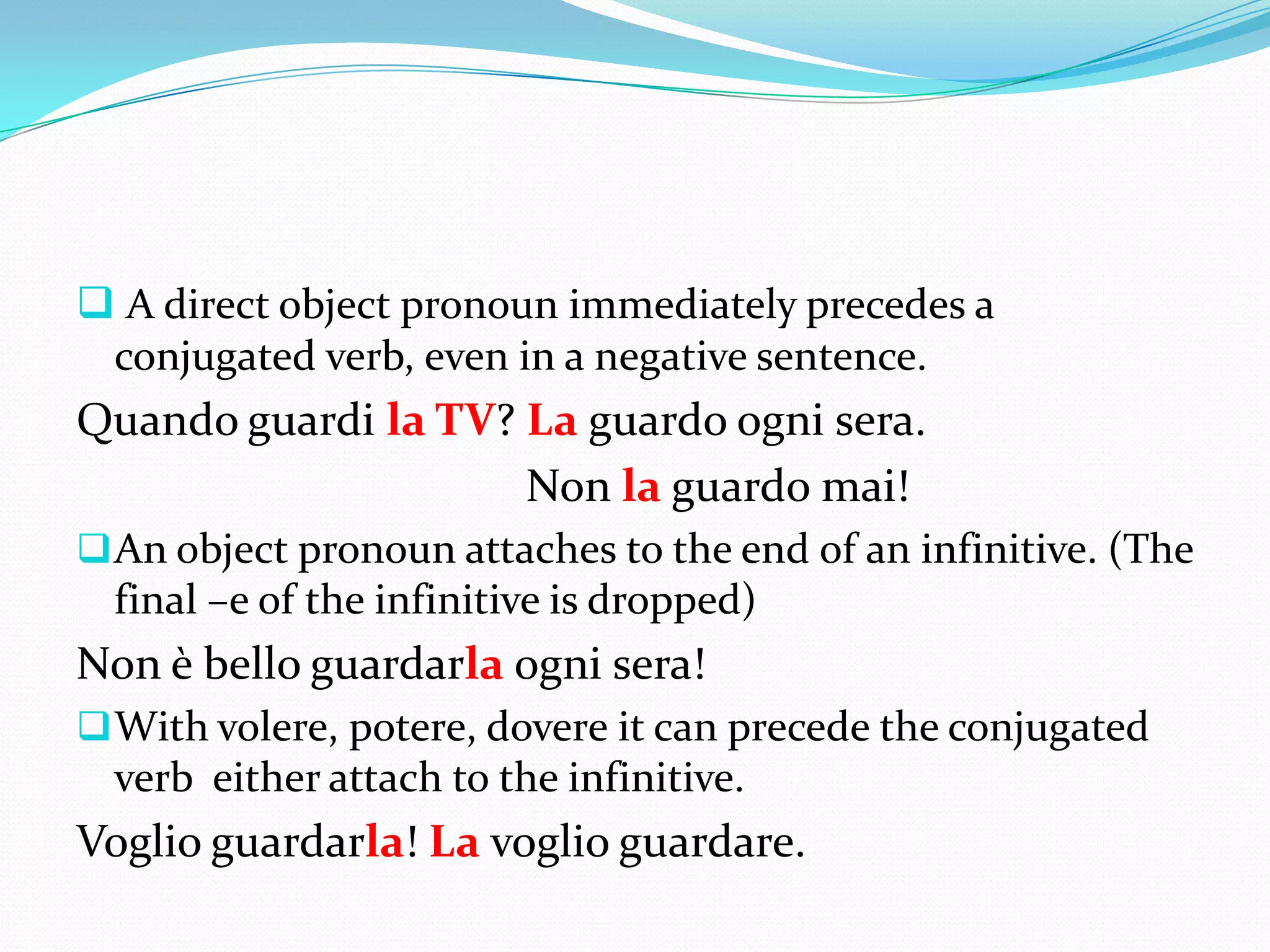 Imperativo e pronomi | PPTX