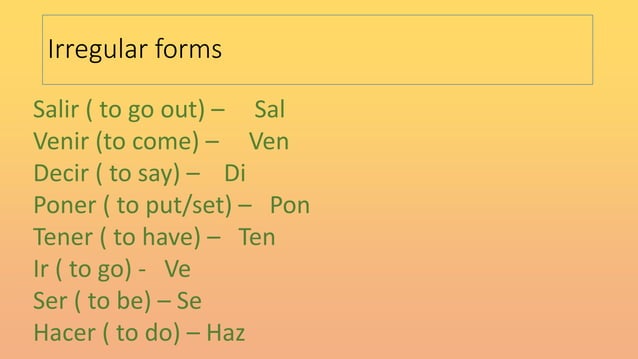 Imperativo in Spanish- higher level: Formal form and negative. | PPTX