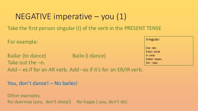Imperativo Negativo Con Pronombres 1001 Reasons To Learn Spanish