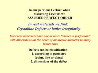 Imperfections lecture 2 | PPT