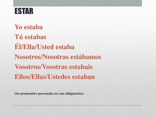 Imperfecto de los verbos ser y estar | PDF