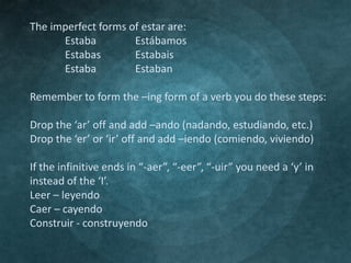 Imperfecto progresivo | PPTX | Photo Editing Software | Computer ...