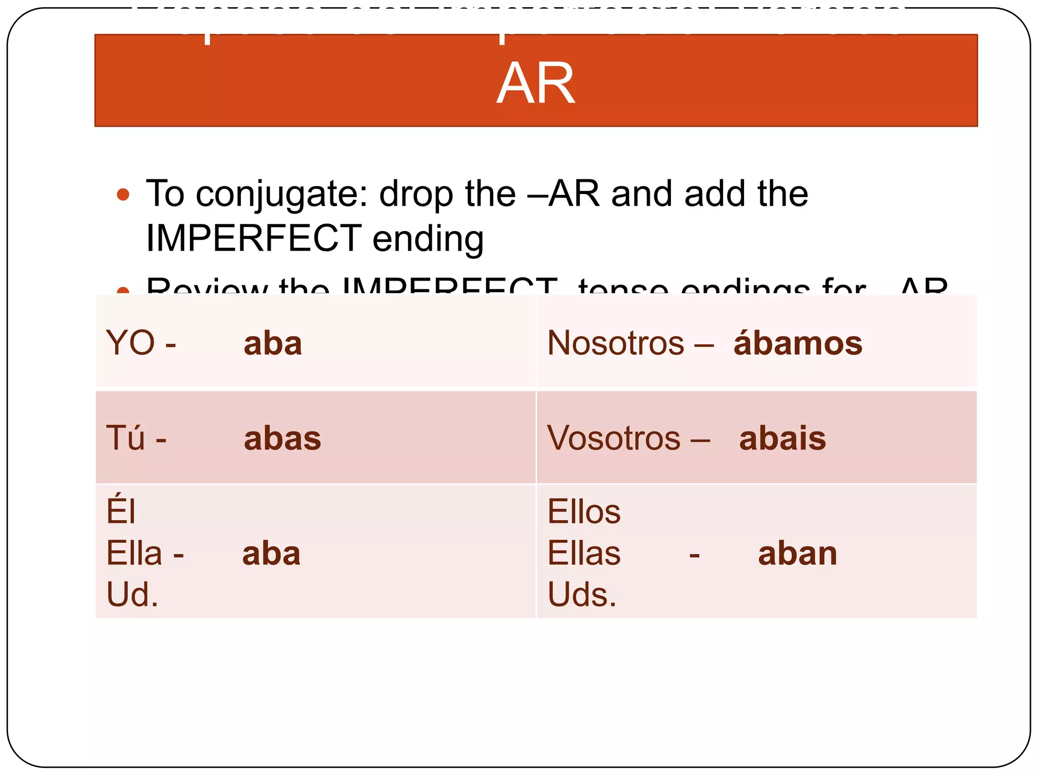 Imperfect tense reflexives and stem changers | PPTX