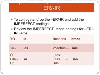 Imperfect tense reflexives and stem changers | PPT